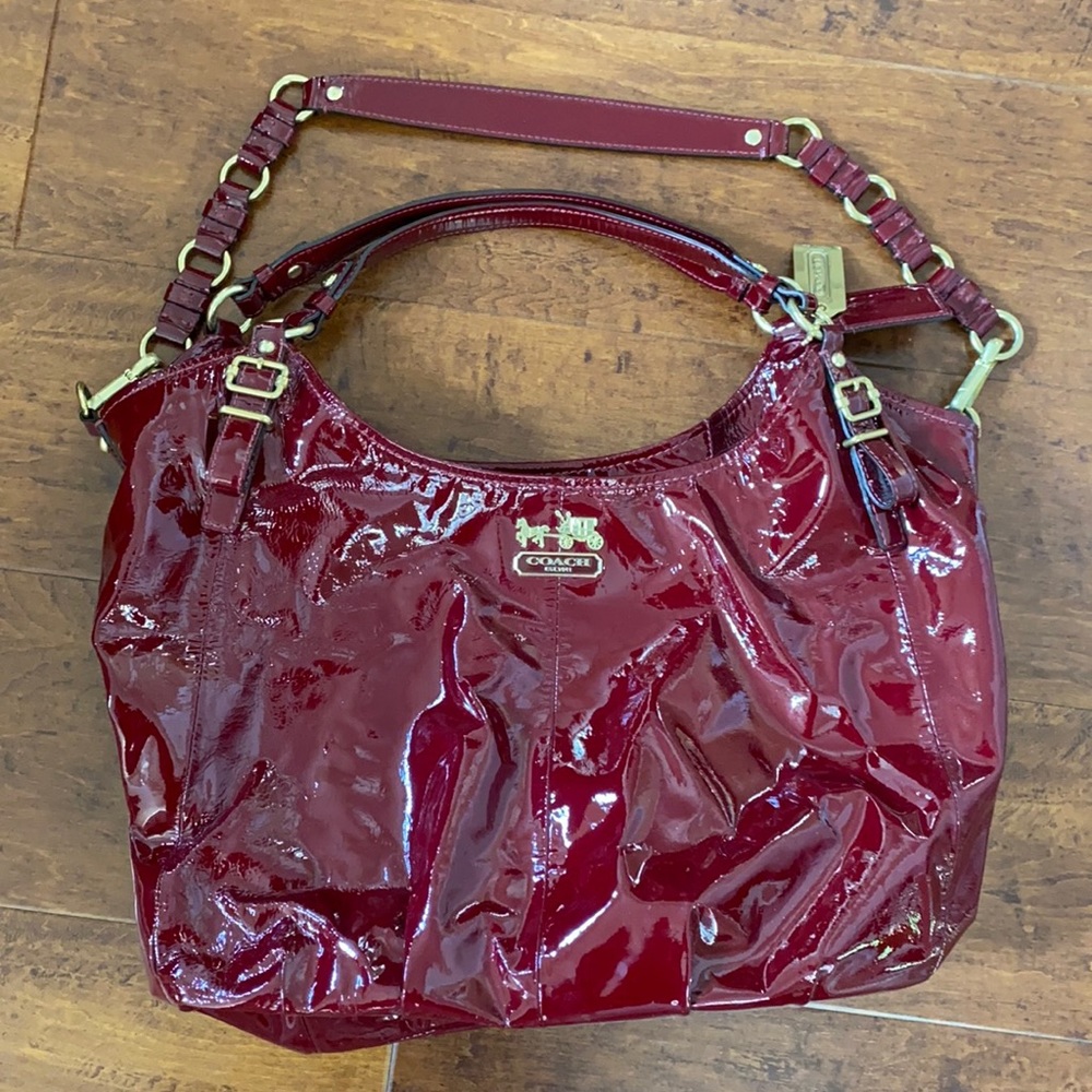Coach Madison Burgundy Patent Leather Satchel - Gem